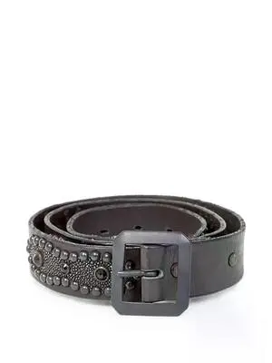 HTC LOS ANGELES Marlena Studded Leather Belt - Black