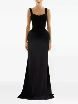 ADAMARIS Velvet Corset Maxi Dress - Black