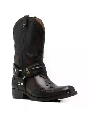 Versace Embroidered Harness Boots - Black