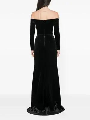 ADAMARIS Off-shoulder Rose-detail Maxi Dress - Black