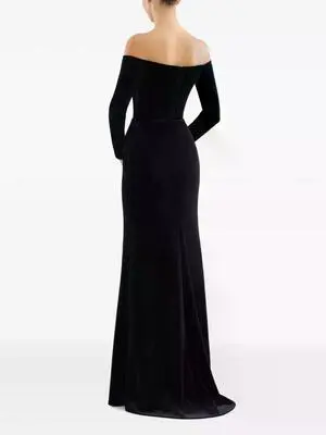 ADAMARIS Off-shoulder Rose Appliqué Maxi Dress