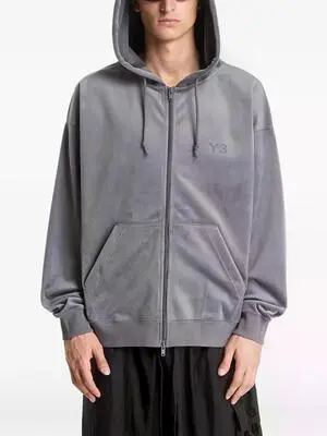 Y3 Velvet Zip-up Hoodie - Grey