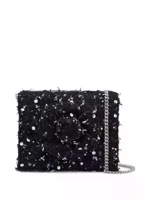 Oscar De La Renta Sequined Floral Appliqué Clutch Bag