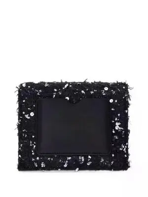 Oscar De La Renta Sequined Floral Appliqué Clutch Bag