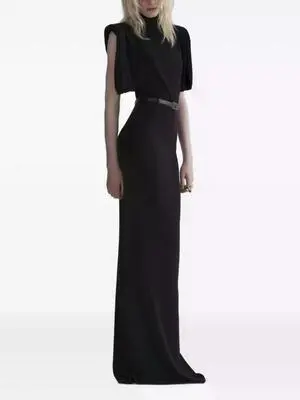 MUGLER Draped Sleeveless Gown - Black