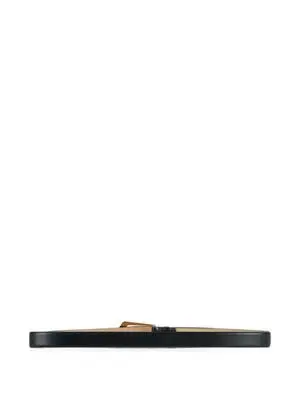 Elisabetta Franchi Leather Belt With Golden Metal Logo Details