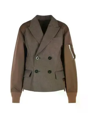 Sacai Double-breasted Panelled Jacket - Brown