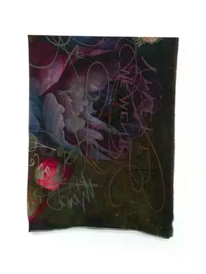 Faliero Sarti Memento Floral-print Frayed-edge Scarf - Brown