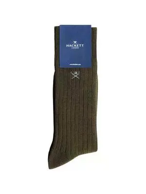 HACKETT LONDON Ribbed-knit Embroidered-logo Socks - Green