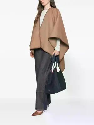 Max Mara Logo Embroidered Cape - Brown