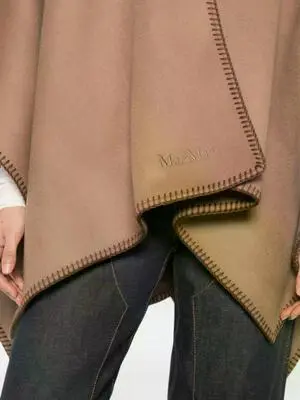 Max Mara Logo Embroidered Cape - Brown