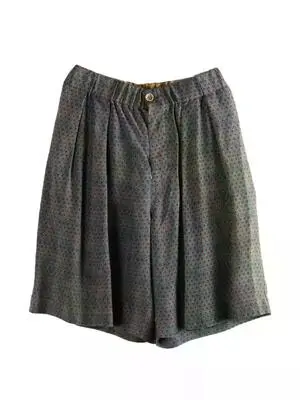 UMA WANG Geometric-pattern Pleated Trousers - Blue