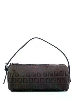 Fendi 20th Century Zucchino Canvas Barrel Pochette Handbag - Brown