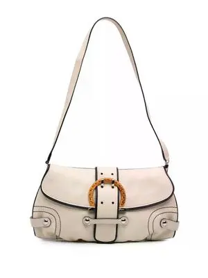 FERRAGAMO 2000-2020 Leather Gancini Flap Shoulder Bag - Brown