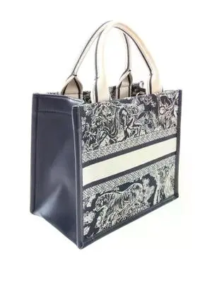Dior 2018-2022 Small Canvas Embroidered Reverse Dioriviera Toile De Jouy Book Tote Bag - Blue