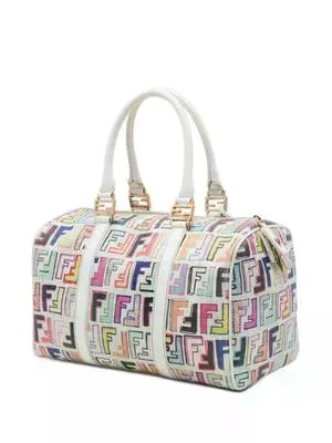 Fendi 2000-2010 Multicolor Zucca Spalmati Forever Boston Bag