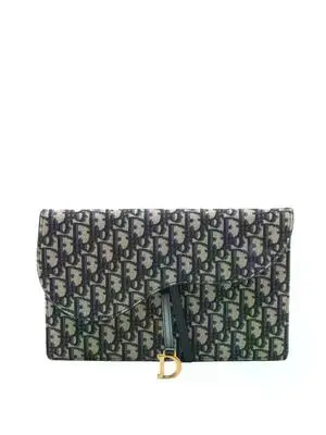 Dior 2000-2026 Oblique Canvas Saddle Clutch Bag - Blue
