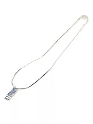 Dior 2000-2026 Brass Enamel Oblique Trotter Pendant Necklace Costume Necklace - Silver