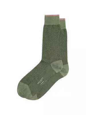 HACKETT LONDON Herringbone-jacquard Cotton Socks - Green