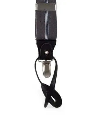 HACKETT LONDON Central Stripe Leather-trim Braces - Grey