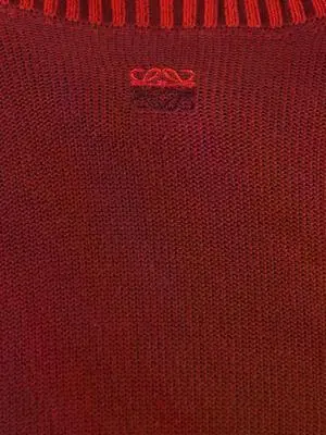 Loewe Anagram Embroidered Ribbed Trim Sweater - Red