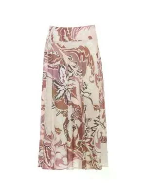 Marella Abstract Print Linen Midi Skirt