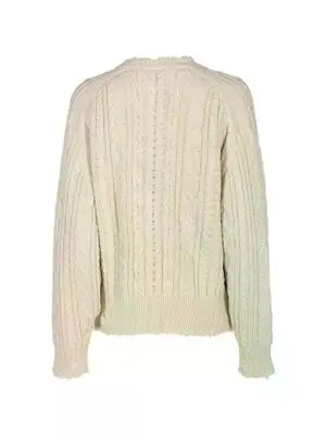 Denimist Distressed Cable-knit Sweater - Neutrals