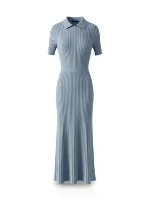 Gabriela Hearst Ribbed-knit Polo-collar Midi Dress