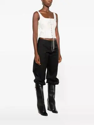 Alexander McQueen Lace-up Floral-jacquard Top