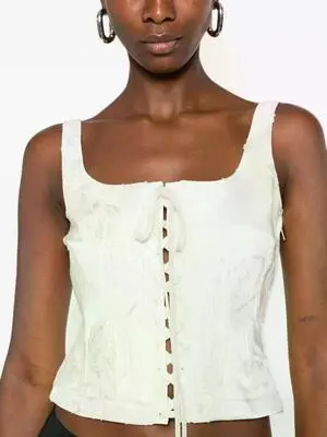 Alexander McQueen Lace-up Floral-jacquard Top