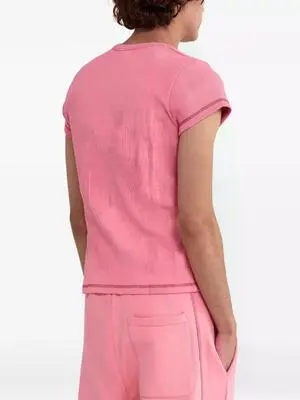 SANDERLAK Ribbed-knit Contrast-stitch T-shirt