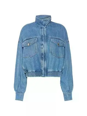 Sportmax Denim Jacket With High Neck And Elasticated Waist - Blue