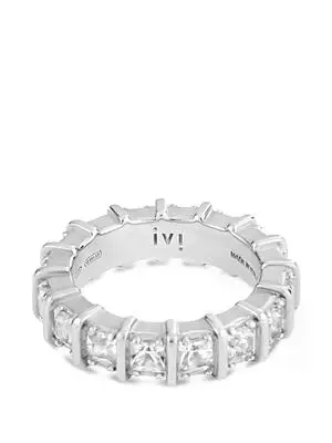 IVI Sterling Square-cut Stone Band Ring - Silver