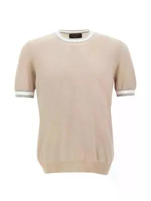 GRAN SASSO Short-sleeved Ribbed-trim Top - Neutrals