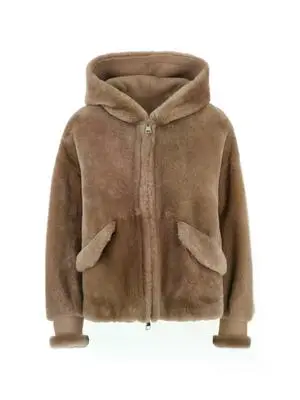BLANCHA Shearling Hooded Jacket - Brown