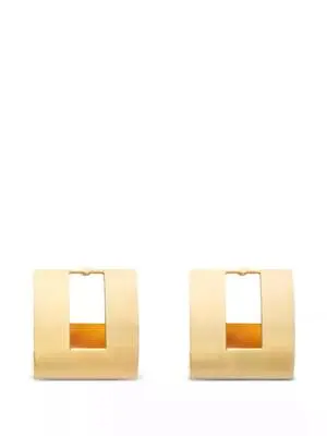 Elisabetta Franchi Curved Logo Earrings - Gold