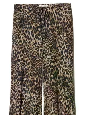 NILI LOTAN Adriel Leopard Print Wide Leg Trousers