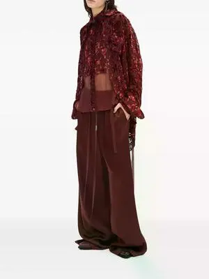 ANN DEMEULEMEESTER Satin Wide-leg Drawstring Trousers