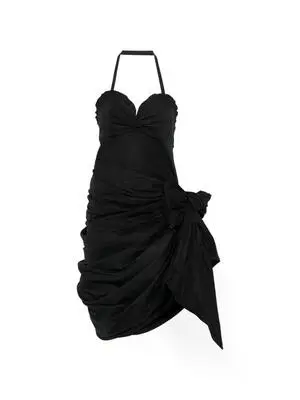 Chloé Halterneck Sleeveless Gathered Detail Asymmetric Dress - Black