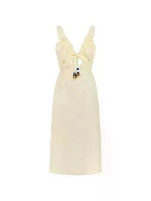 CAYET Helena Bead-embellished Cut-out Midi Dress