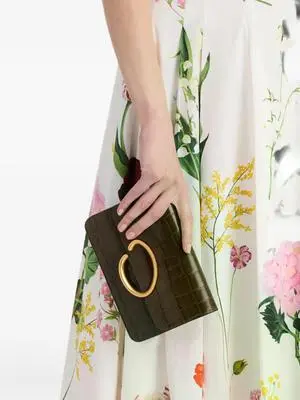 Oscar De La Renta Croc-effect Leather Clutch Mini Bag - Green