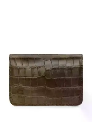 Oscar De La Renta Croc-effect Leather Clutch Mini Bag - Green