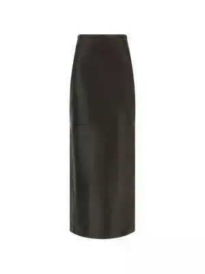 Co High-waisted Panelled Leather Midi Skirt - Black