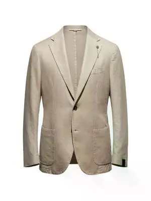 SANTANIELLO Single-breasted Notched-lapels Jacket - Neutrals