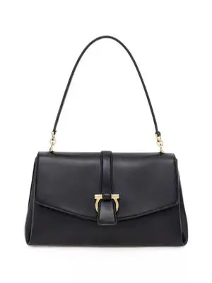 FERRAGAMO Small Mia Leather Shoulder Bag - Black