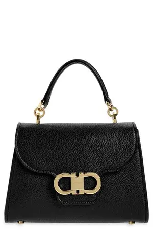 FERRAGAMO Double Gancio Top Handle Bag - Nero