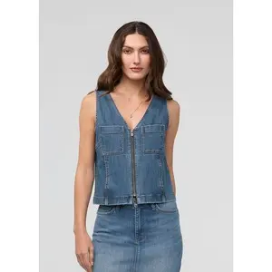 DUER Performance Denim Zip Front Vest - Blue-ash