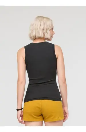 DUER Ribbed Pima High Neck Tank - Black