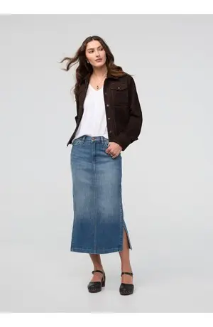 DUER Performance Denim Slit Skirt