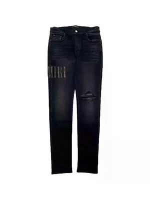 Amiri Logo-appliqué Distressed Jeans - Black